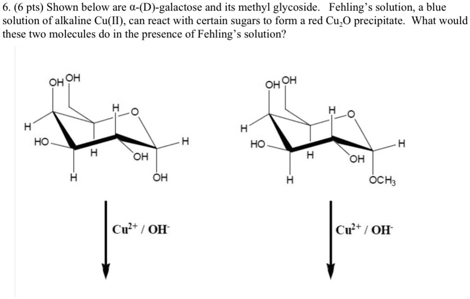 6 6 pts shown below are d galactose and its methyl glycoside fehlings ...