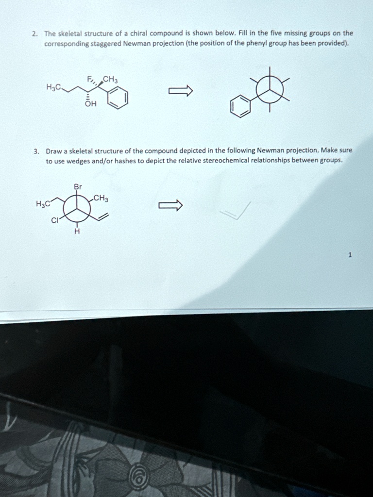 2 the skeletal structure of a chiral compound is shown below fill in ...