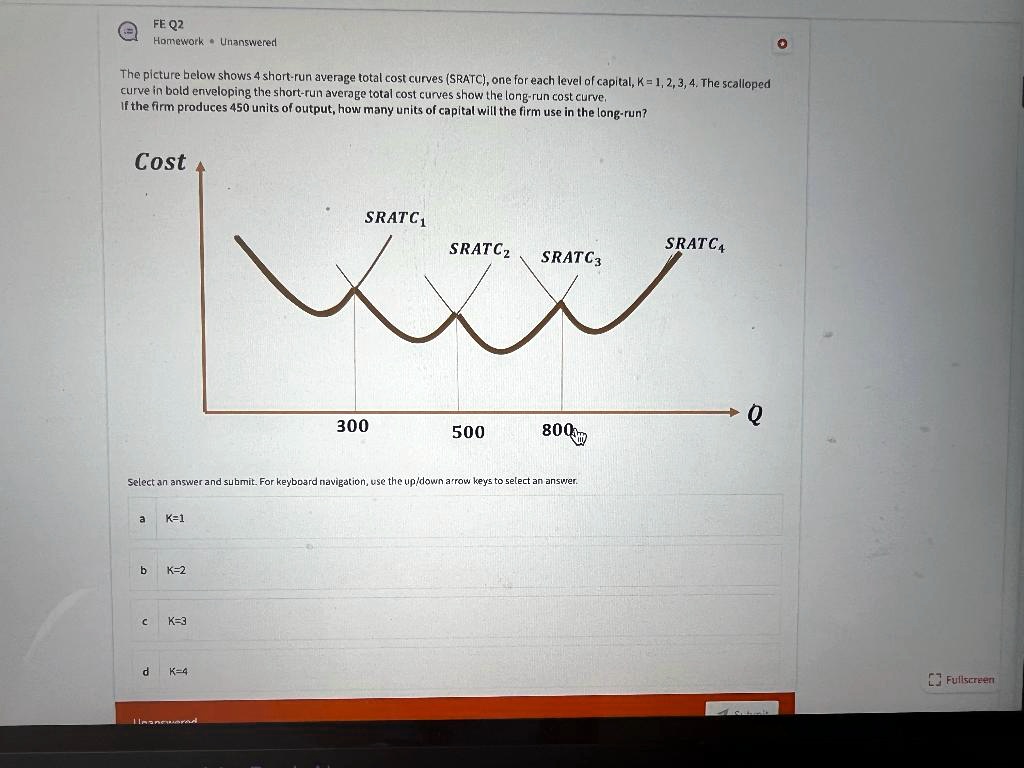 SOLVED: The picture below shows 4 short-run average total cost curves ...