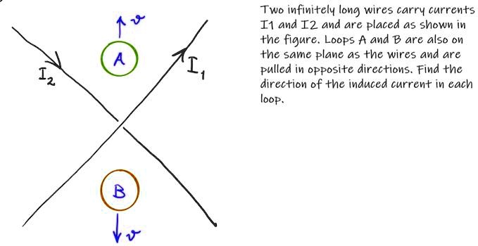 SOLVED: Two infinitely long wires carry currents I1 and I2 and are ...