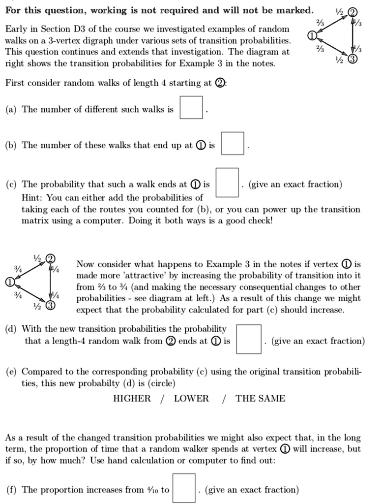 SOLVED:For this question, working is not required and will not be marked Early in Section D3 of ...