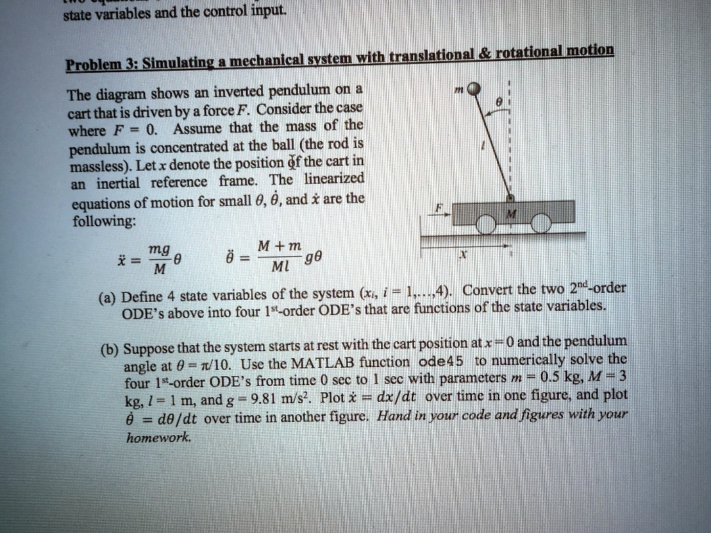 state variables and the control input problem 3simulating a mechanical system with ...