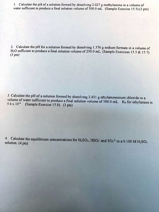 SOLVED: Calculate the pH of a solution formed by dissolving 0.27 moles of water sufficient to ...