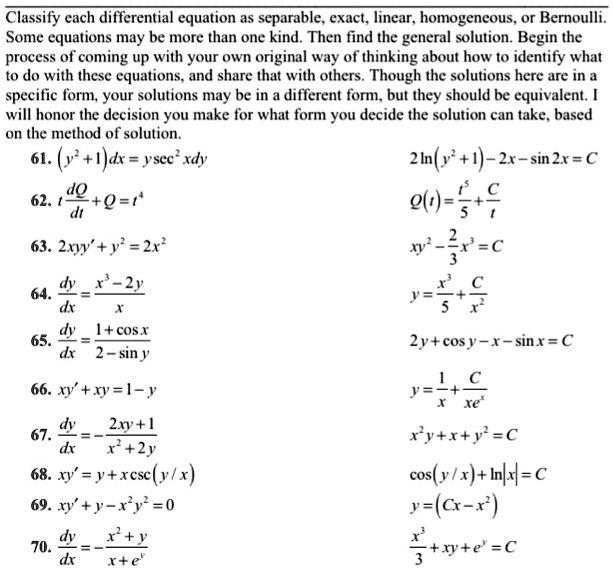 classify each differential equation as separable exact linear ...