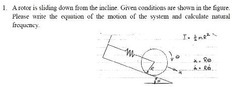 [GET ANSWER] 1. A rotor is sliding down from the incline. Given conditions are shown in the ...