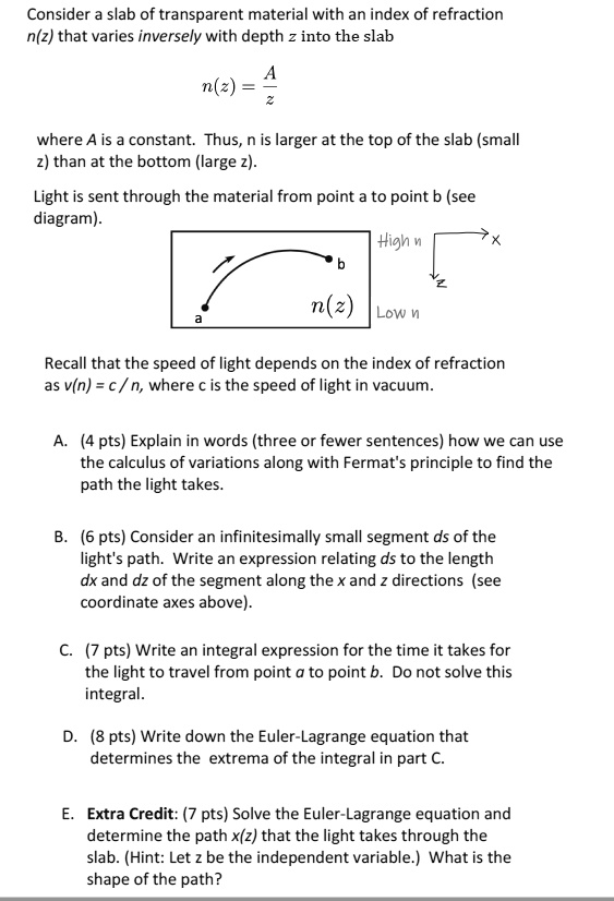 SOLVED: Consider a slab of transparent material with an index of ...