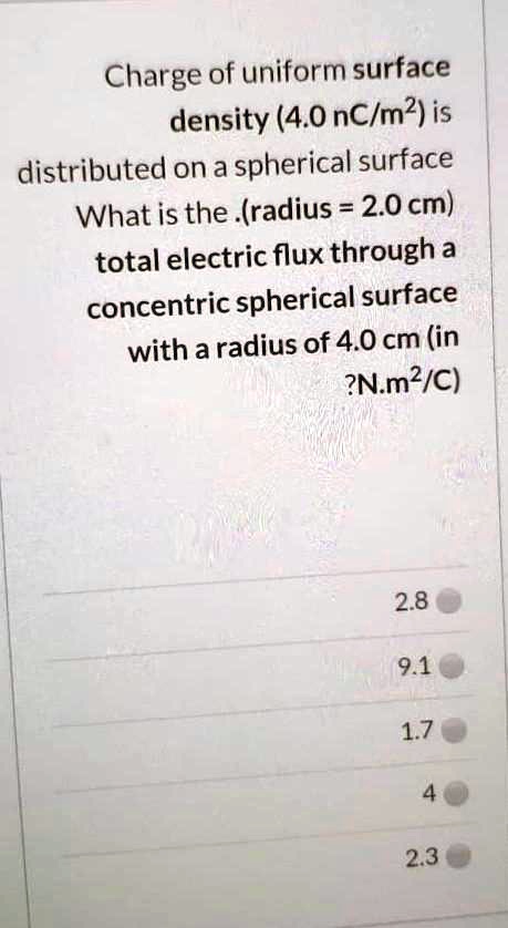 Charge of uniform surface density (4.0 nC/m²) is distributed on a ...