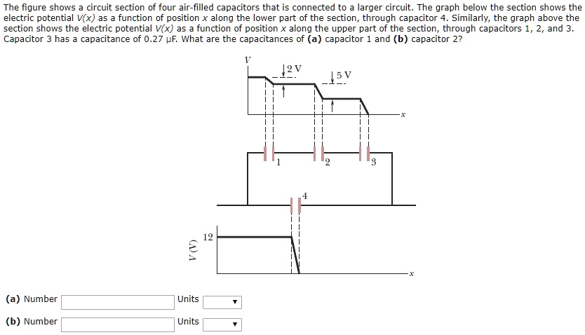 the figure shows a circuit section of four air filled capacitors that ...