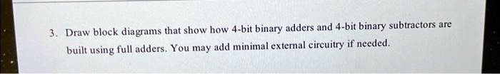Solved Draw Block Diagrams That Show How 4 Bit Binary Adders And 4 Bit Binary Subtractors Are 5761