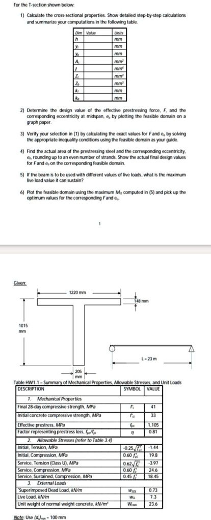 SOLVED: For the T-section shown below, calculate the cross-sectional ...