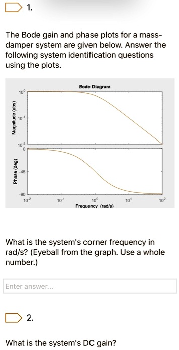 1. The Bode gain and phase plots for a mass-damper system are given ...