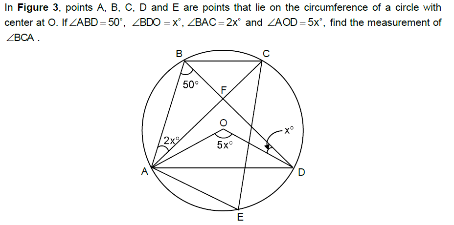 In Figure 3, points A, B, C, D and E are points that lie on the circumference of a circle with ...