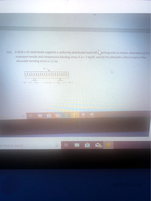 SOLVED: Q1A W18x35 steel beam supports a uniformly distributed load with overhang ends as shown ...
