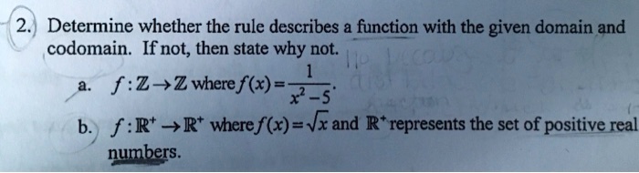 Solved Determine Whether The Rule Describes A Function With The Given Domain And Codomain If 1440