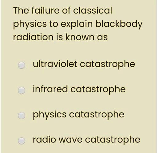 [GET ANSWER] the failure of classical physics to explain blackbody ...