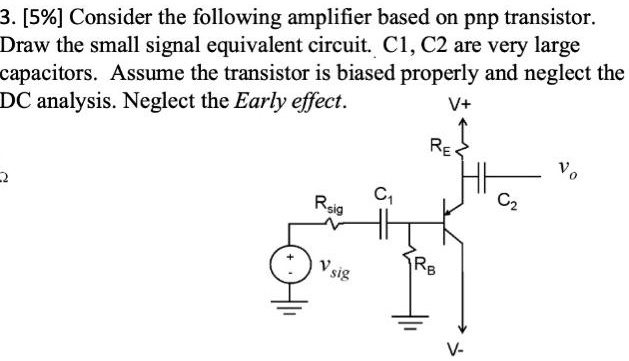 SOLVED: Consider the following amplifier based on a pnp transistor ...