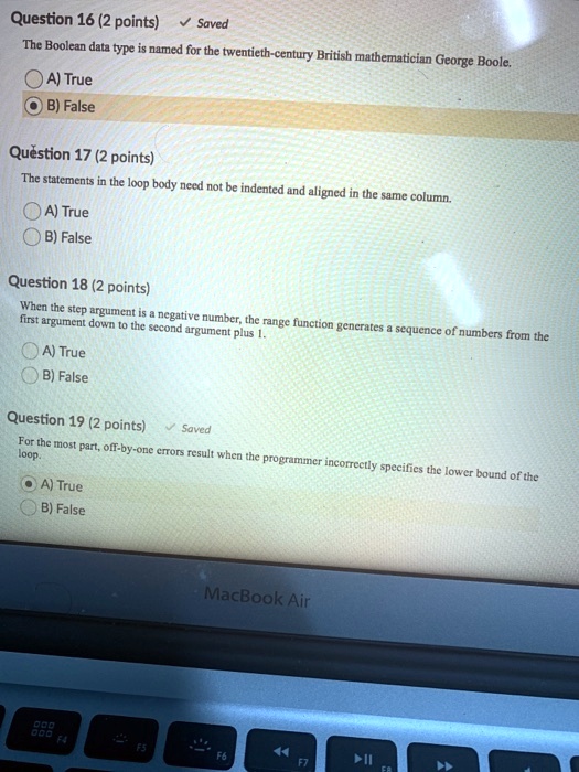 question 162points saved the boolean data type is named for the ...