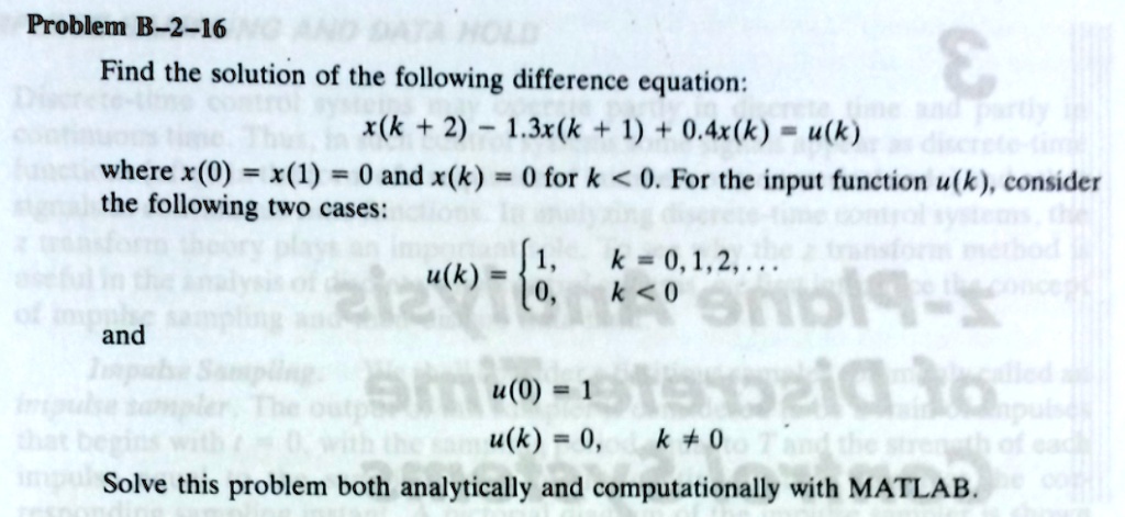 SOLVED: Problem B-2-16: Finding the Solution to a Difference Equation ...