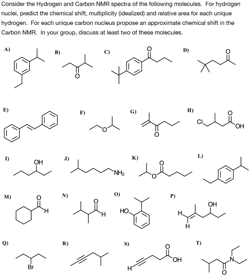 SOLVED: Consider the Hydrogen and Carbon NMR spectra of the following ...