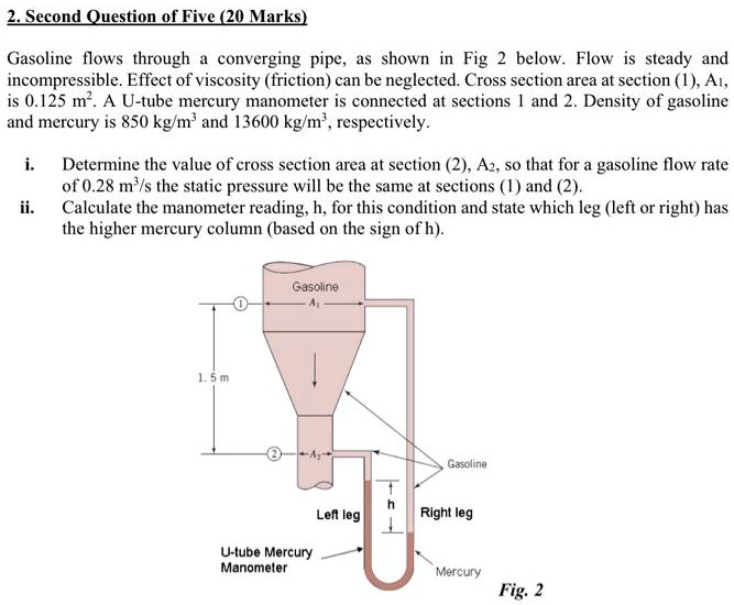 SOLVED: 2. Second Question of Five (20 Marks) Gasoline flows through a ...