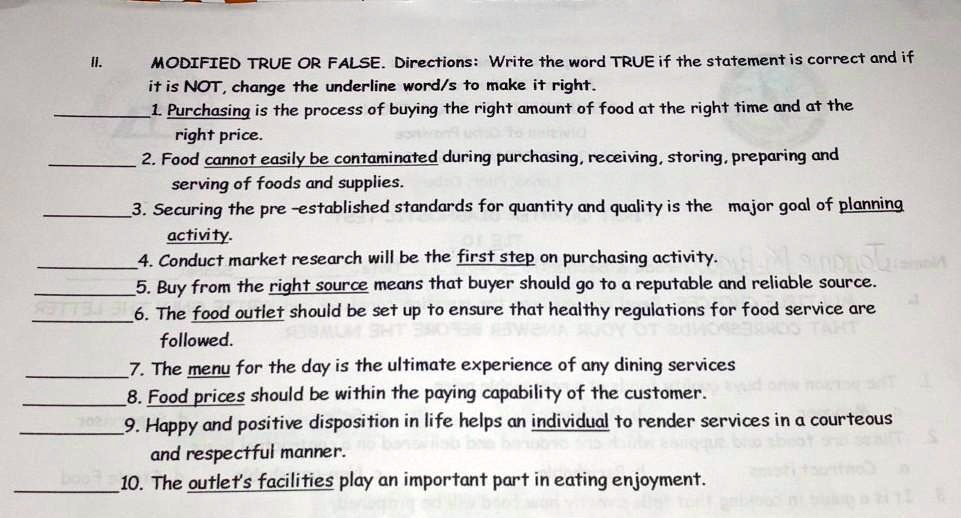 please pakisagot po modified true or false directions write the word ...
