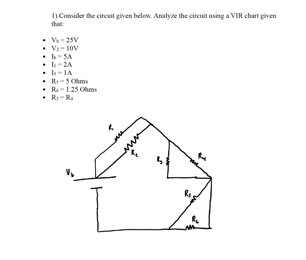 SOLVED:1) Consider the circuit given below. Analyze the circuit using a ...