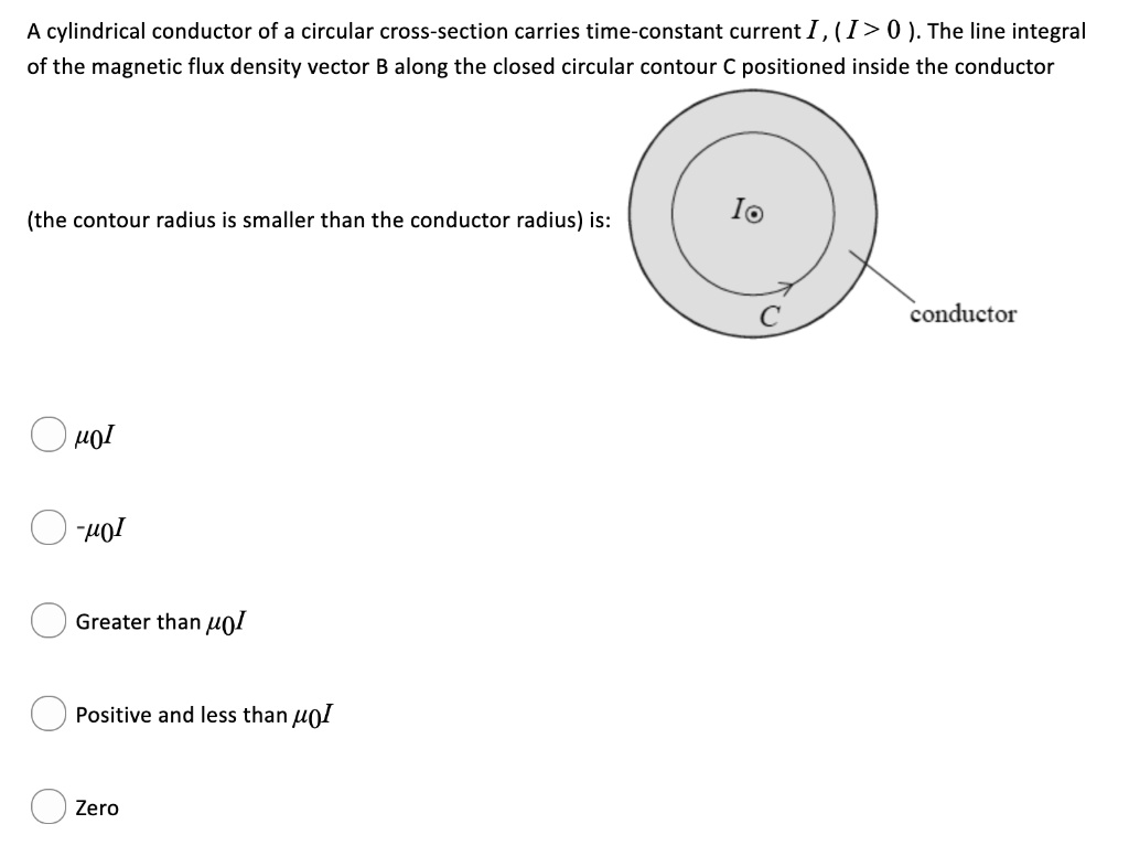 SOLVED: A cylindrical conductor of a circular cross-section carries a ...