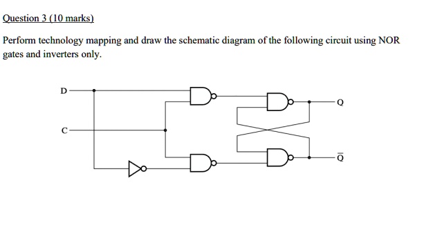 Question 3 (10 marks) Perform technology mapping and draw the schematic ...