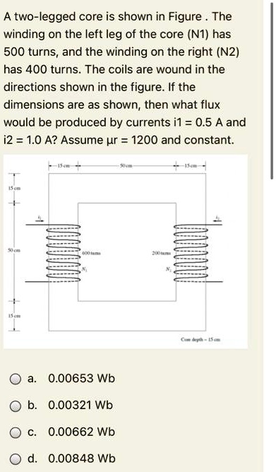 SOLVED: A two-legged core is shown in Figure 1. The winding on the left ...