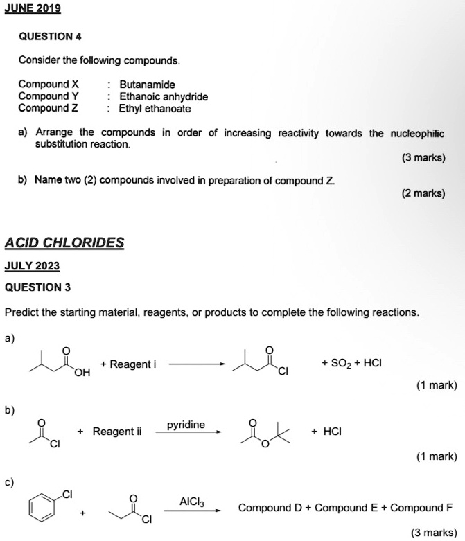 june 2019 question 4 consider the following compounds compound x butanamide compound y ethanoic ...