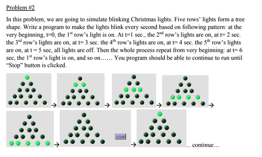 SOLVED: Simulate blinking Christmas lights in LabVIEW program. Five ...