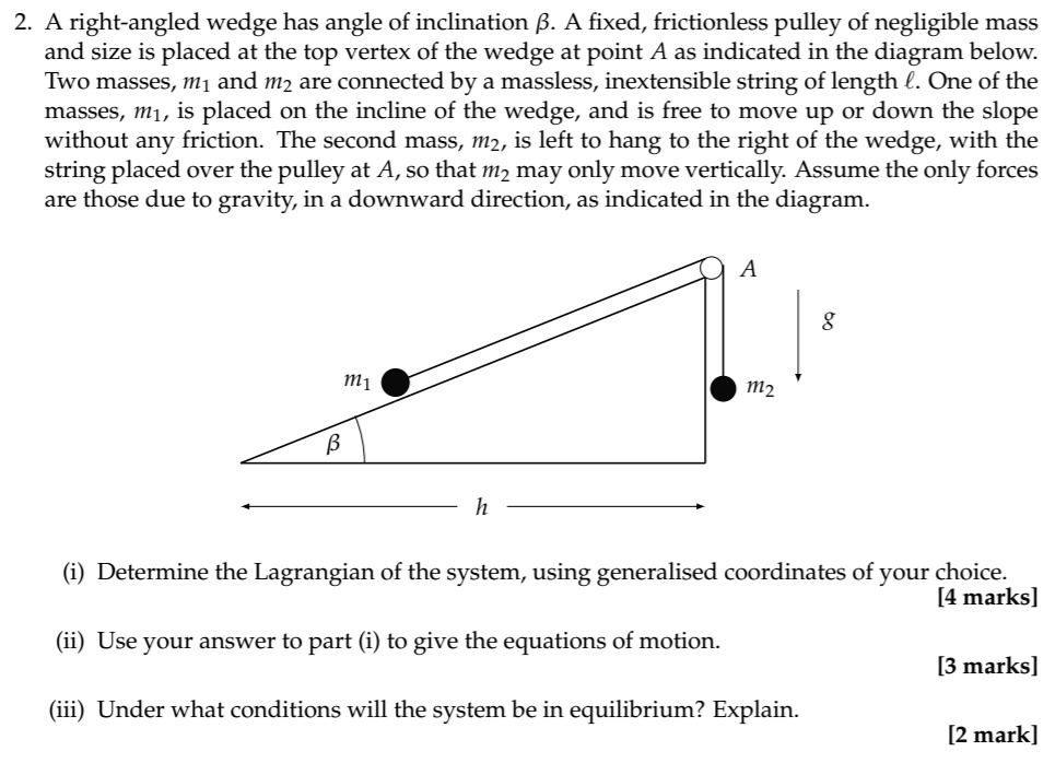 2 a right angled wedge has angle of inclination b a fixed frictionless ...