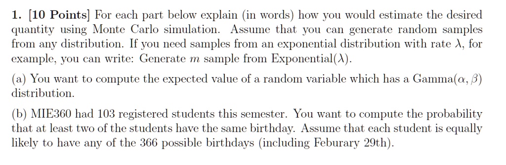 SOLVED: [10 Points] For each part below, explain (in words) how you ...
