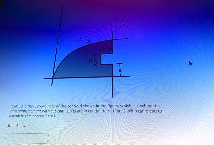 SOLVED: Calculate the x-coordinate of the centroid shown in the figure, which is a schematic of ...
