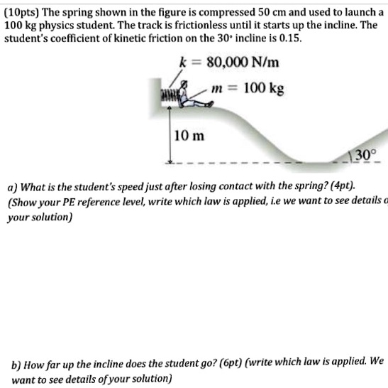 The spring shown in the figure is compressed 50 cm and used to launch a ... The spring shown in the figure is compressed 50 cm and used to launch a ...