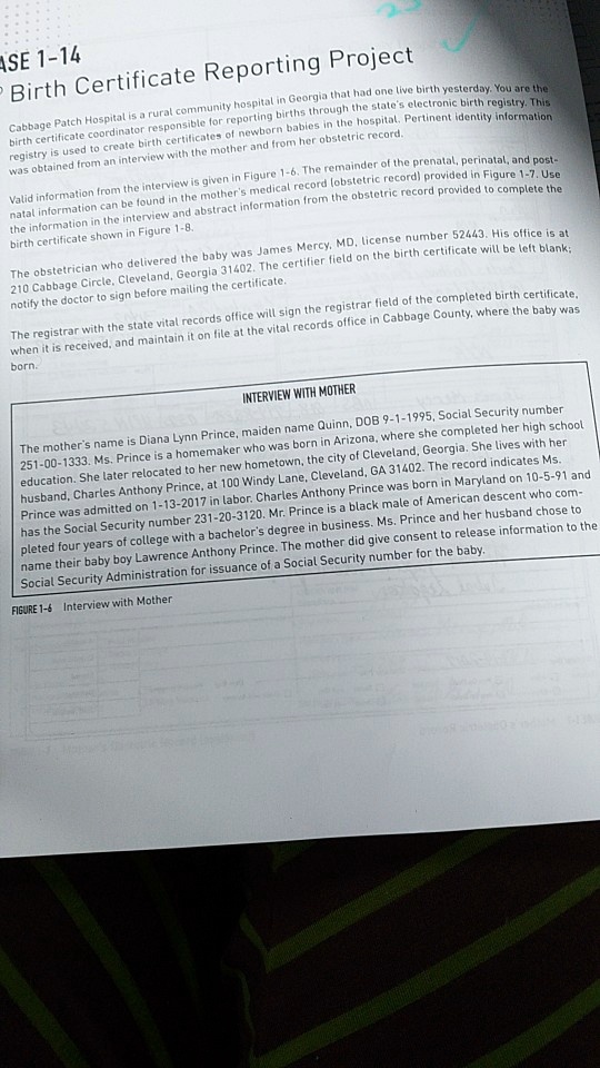 1se1 14 birth certificate reporting project was obtained from an ...