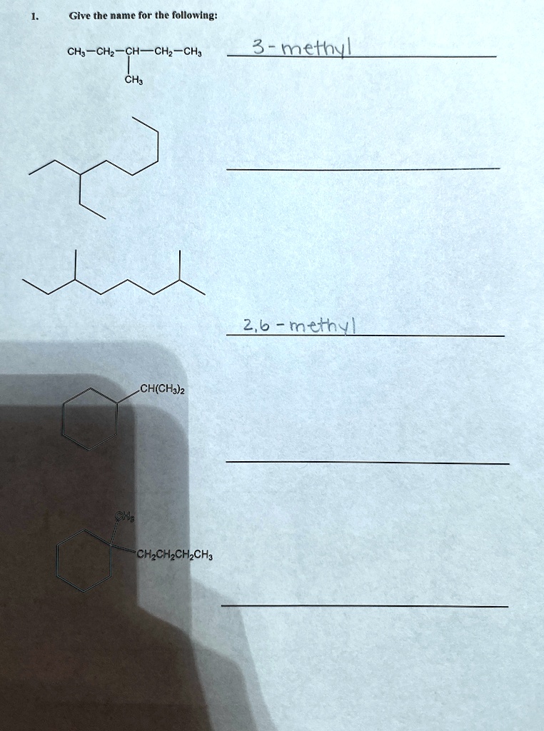 1 give the name for the following ch3 ch2 ch ch2 ch3 ch3 3 methyl 26 ...