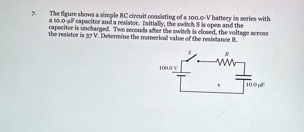 7 the figure shows a simple rc circuit consisting of a 1000 v battery in series with a 100 f ...