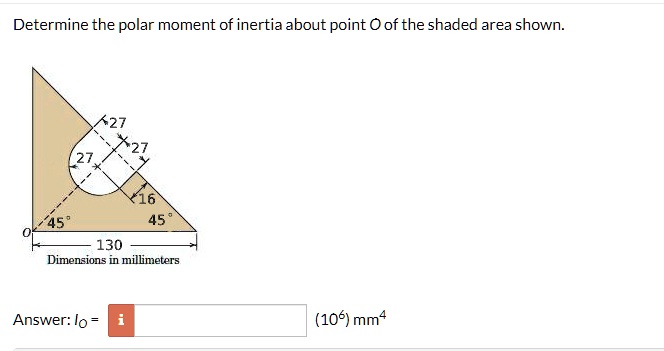 Determine the polar moment of inertia about point O of the shaded area ... Determine the polar moment of inertia about point O of the shaded area ...