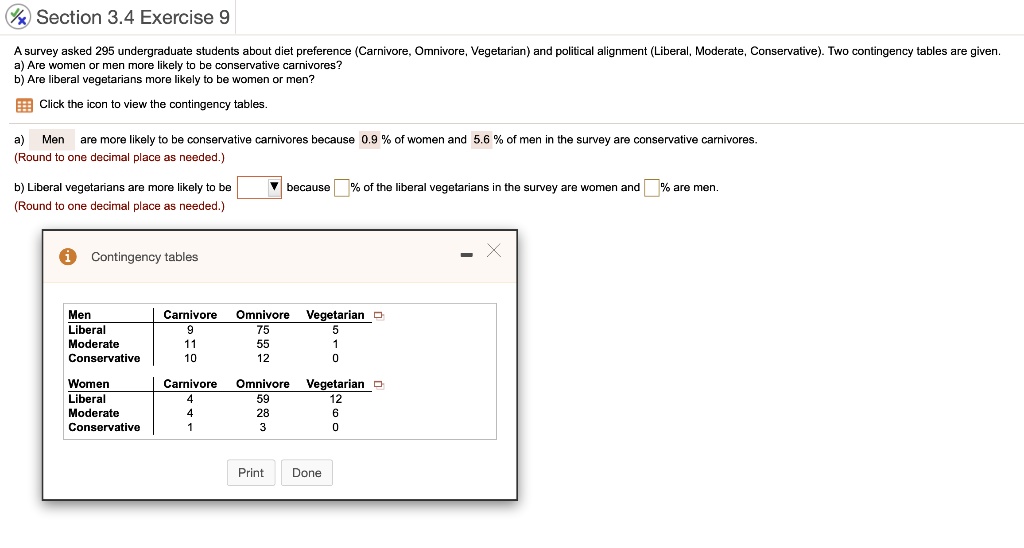 Section 3.4 Exercise 9 A survey asked 295 undergraduate students about ...
