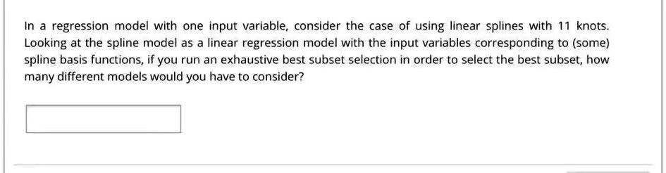 SOLVED: regression model with one input variable, consider the case of ...