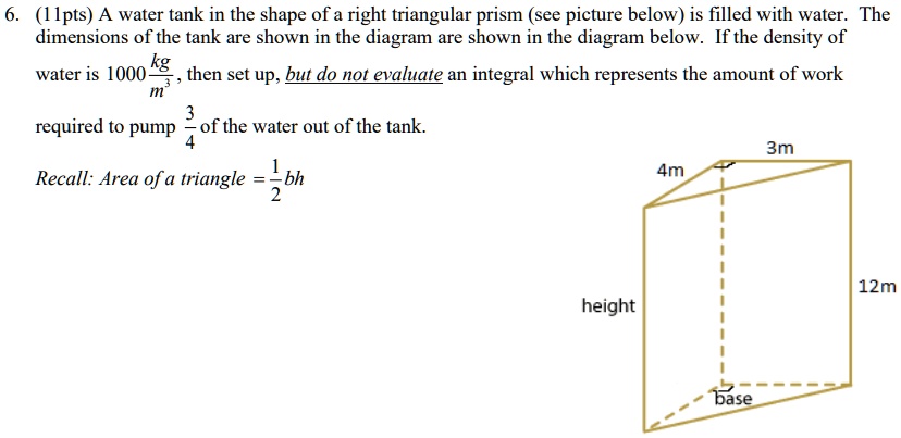 ipts a water tank in the shape of a right triangular prism see picture ...