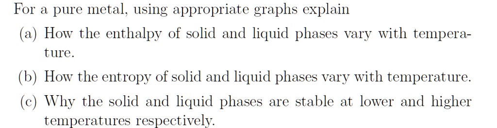 SOLVED: For a pure metal, using appropriate graphs explain (a) How the ...