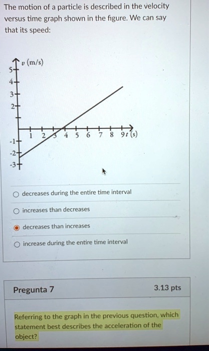 SOLVED: The motion of the particle is described in the velocity versus ...