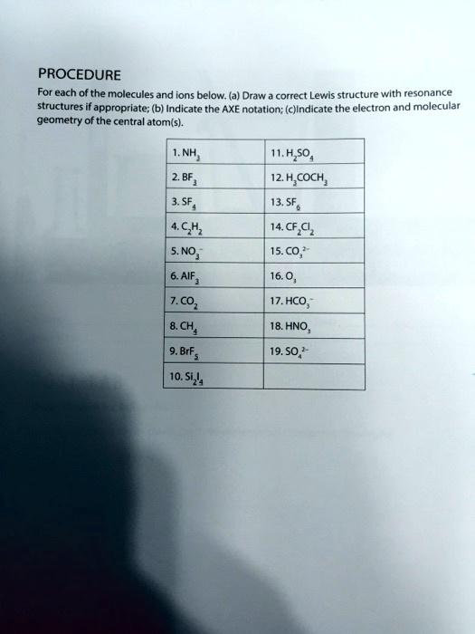 Procedure For Each Ofthe Molecules Und Below A Draw Correct Lewis