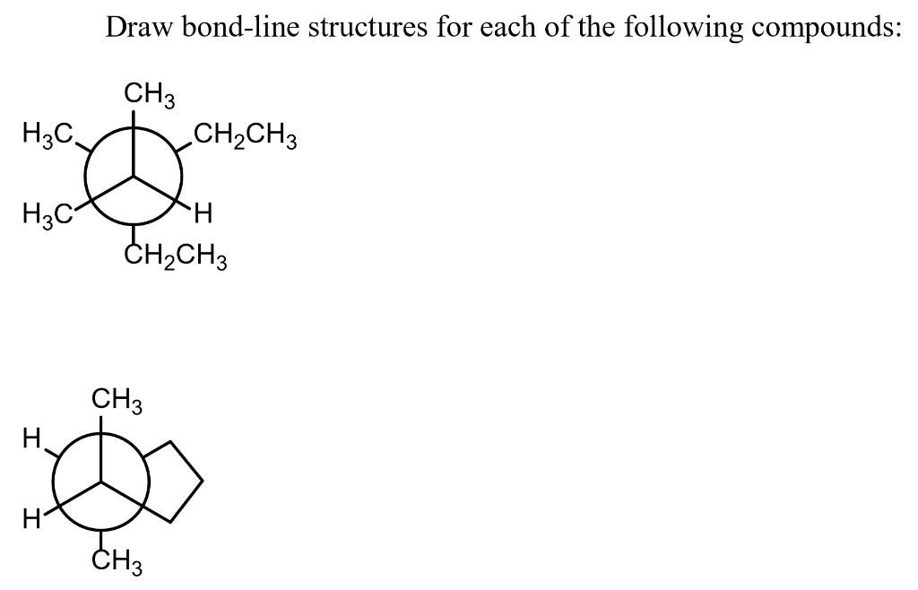 SOLVED: Draw bond-line structures for each of the following compounds: CH3CH2CH2CH3 CH3 CH3