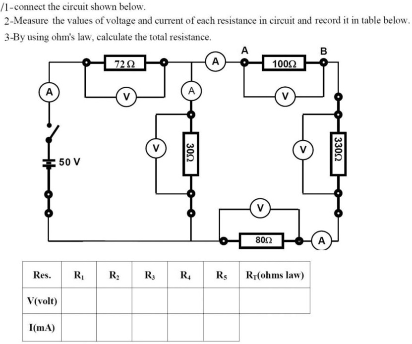 Solved Connect The Circuit Shown Below Measure The Values Of Voltage