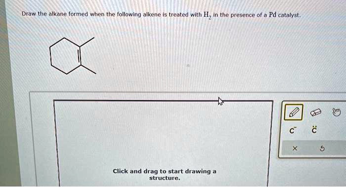 Draw the alkane formed when the following alkene is treated with H, in ...