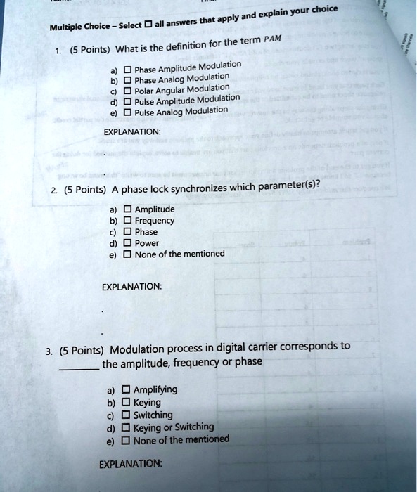 SOLVED: Phase Amplitude Modulation Phase Analog Modulation Polar ...