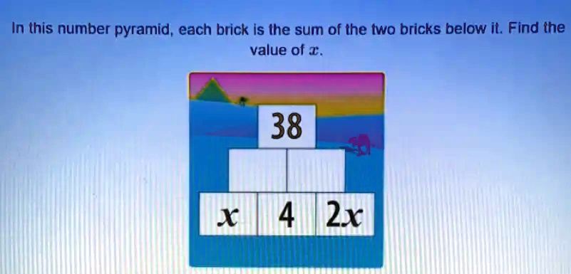In this number pyramid, each brick is the sum of the two bricks below it. Find the value of x ...